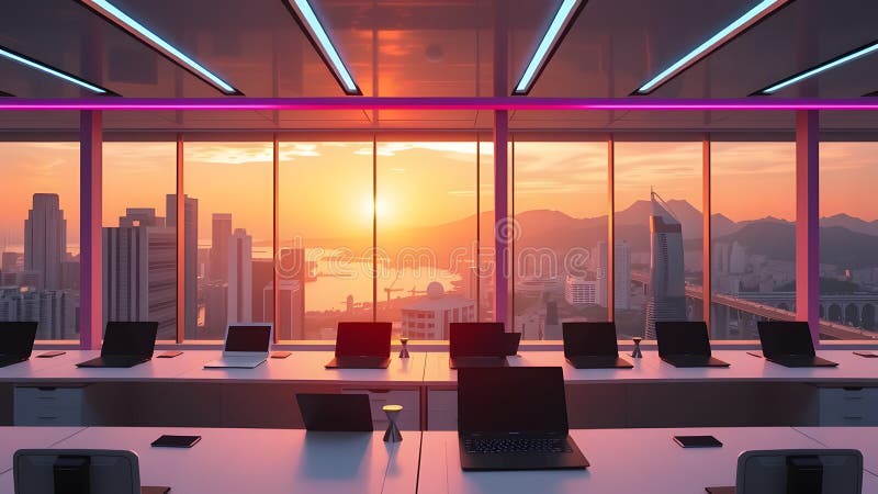 Futuristic High Tech Office Stock Illustration - Illustration of ...