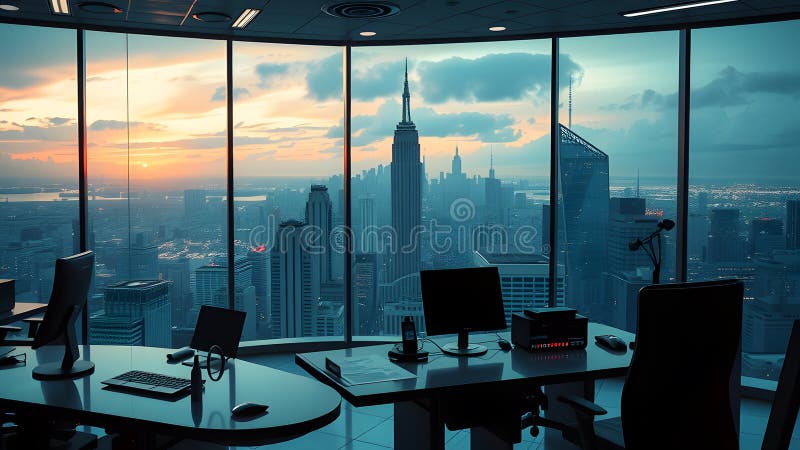 Futuristic High Tech Office Stock Illustration - Illustration of ...