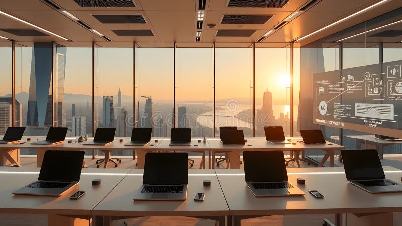 Futuristic High Tech Office Stock Illustration - Illustration of ...