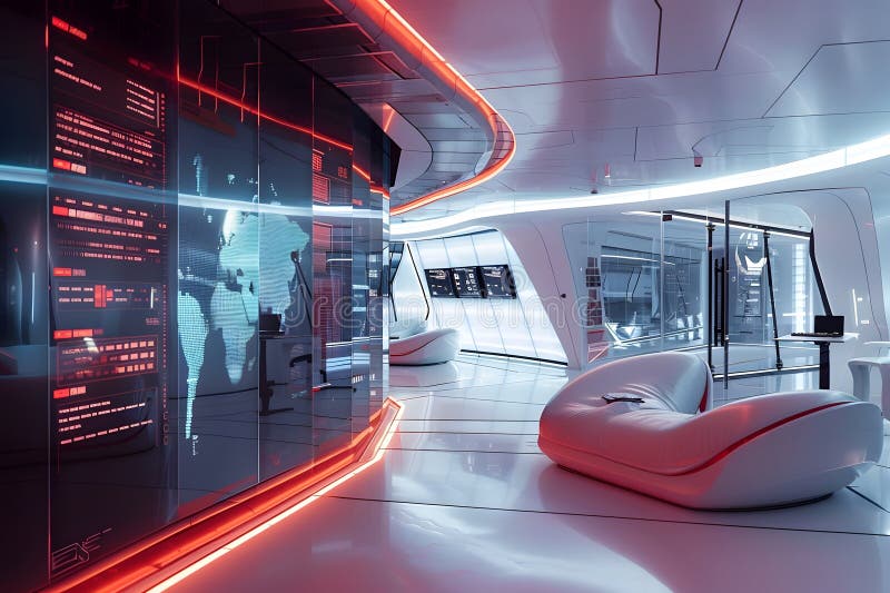 Futuristic High-Tech Office Space with Advanced Technology and Modern ...
