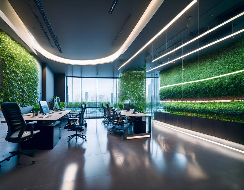 Futuristic High-Tech Office Space Stock Image - Image of luxury ...