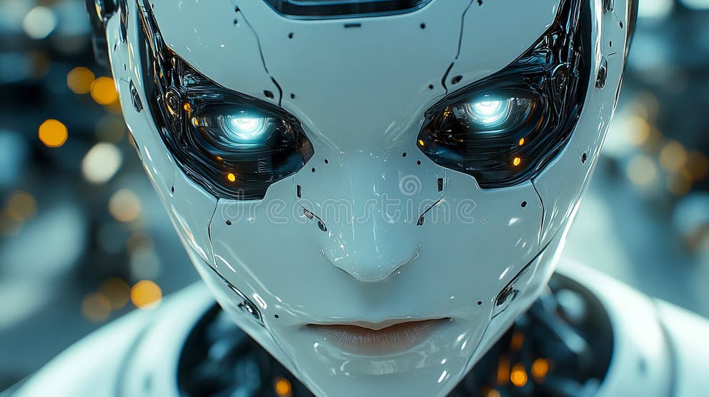 Futuristic High-tech Robot with Glowing Eyes Stock Photo - Image of ...