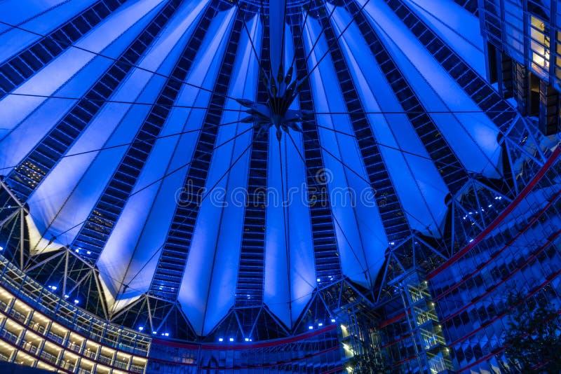 Futuristic High-tech Roof of the Sony Center in Berlin Illuminated at ...