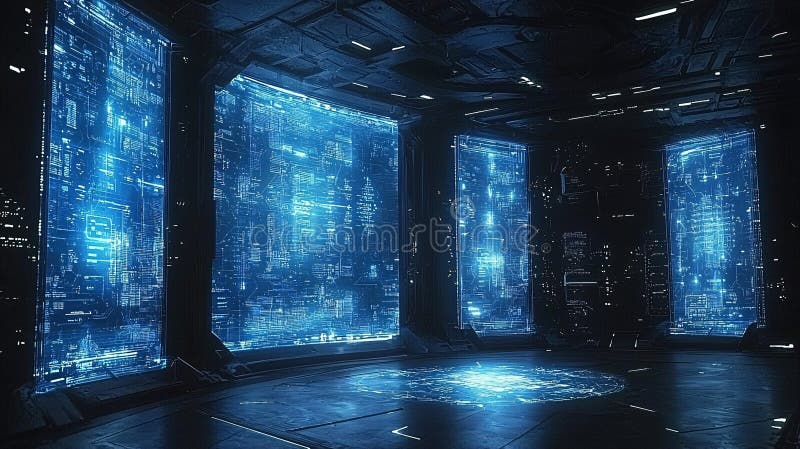 Future Technology Sense Room Stock Illustration - Illustration of ...