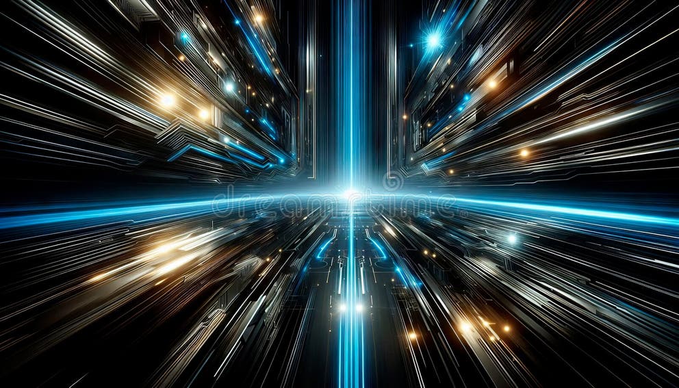 Futuristic High-tech Scene Featuring a Central Bright Light Source ...