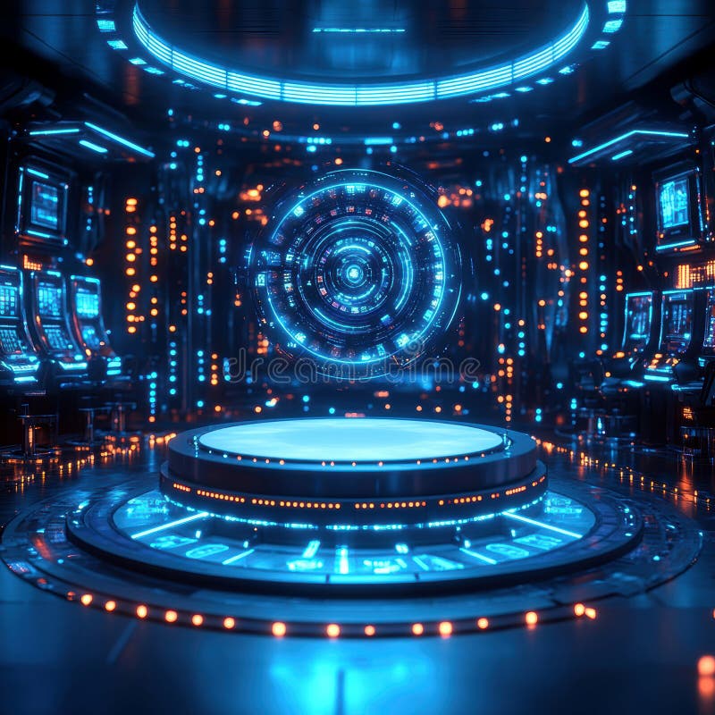 A Futuristic, High-tech Setting with Bright Blue Hues, Intricate ...