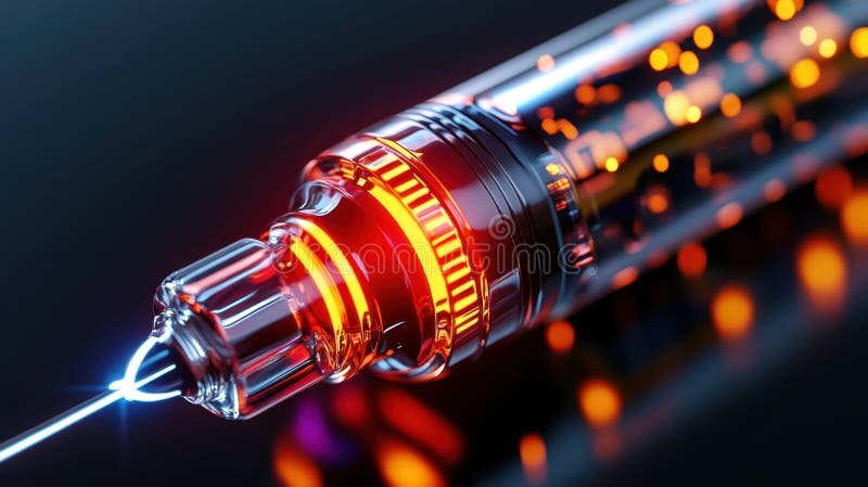 Futuristic High-Tech Syringe with Glowing Elements Stock Illustration ...