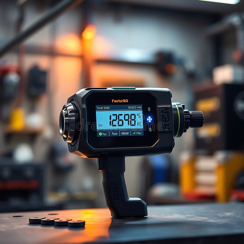 A Futuristic High Tech Torque Tool with a Digital Screen Illuminated ...