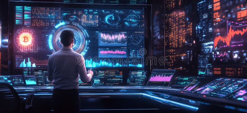 A Futuristic, High-tech Trading Room with Sleek, Advanced Technology ...