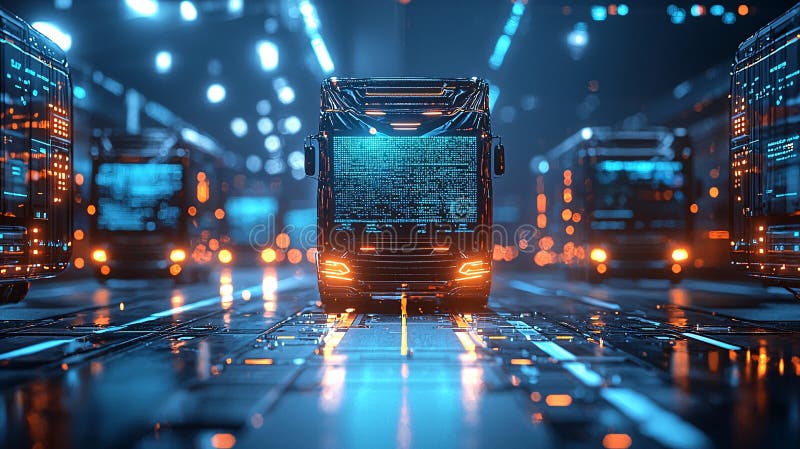 Future technology bus stock illustration. Illustration of artificial ...