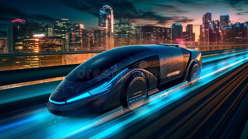 A Futuristic High-tech Vehicle with a Trail. Generative AI Stock ...