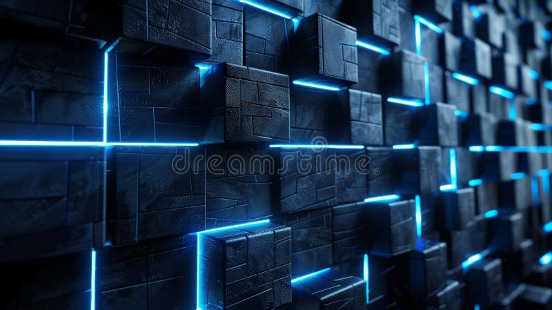 Futuristic, High-tech Wall Texture with 3D Rectangle Tile Pattern and ...