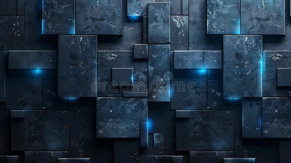 Futuristic Hightech Wall Texture with 3D Rectangle Tile Pattern and ...