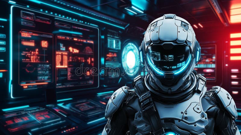Futuristic High-Tech Warrior in Advanced Armor Stock Photo - Image of ...