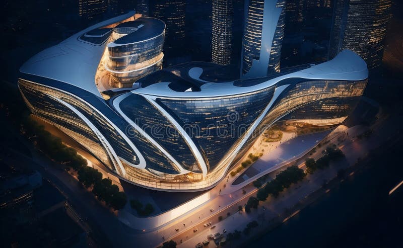 A Futuristic Hight Technology Building, Generative AI Illustration ...