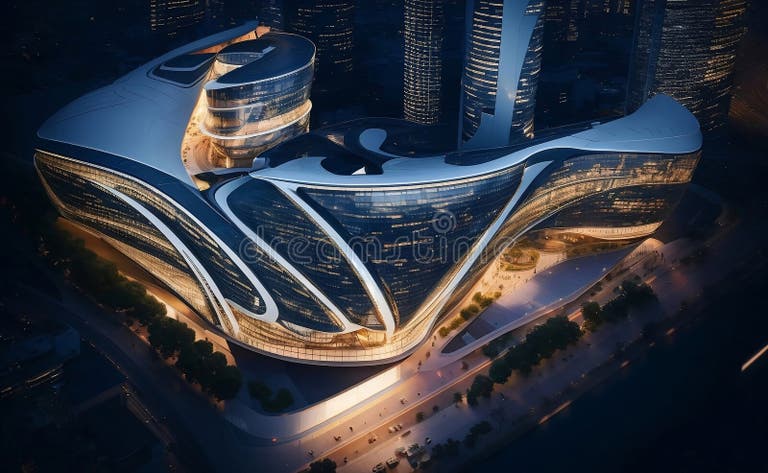 A Futuristic Hight Technology Building, Generative AI Illustration ...
