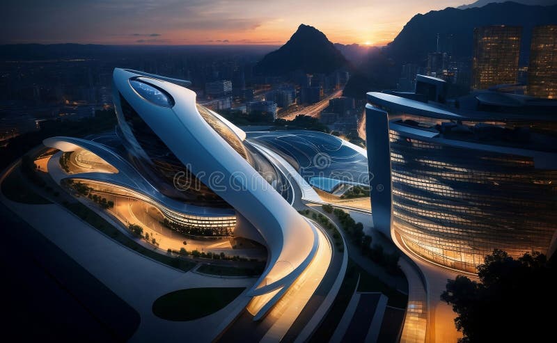 A Futuristic Hight Technology Building, Generative AI Illustration ...