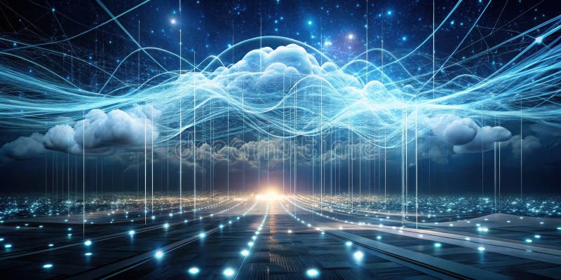 A Futuristic Highway Leading To a Celestial Cloud Network, Symbolizing the Interconnection of ...