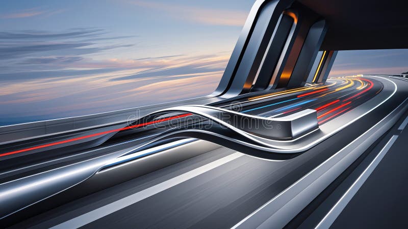 Futuristic Highway Underpass at Sunset with Motion Blur Stock Image ...