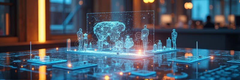 Futuristic Hologram Display of Animals and Humans in Modern Interior ...