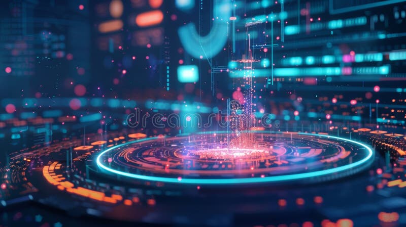 Abstract Digital Data Visualization Circular Platform Stock Photos ...