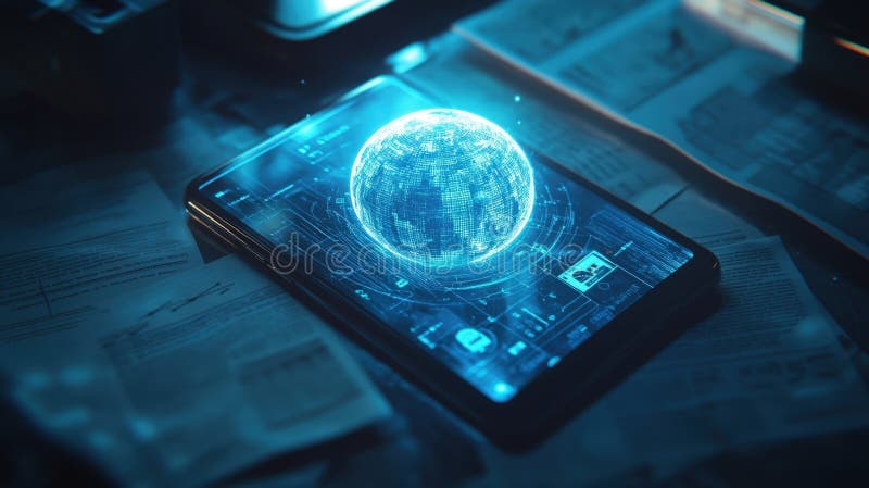 Futuristic Hologram of Planet Earth Displaying Global Network ...