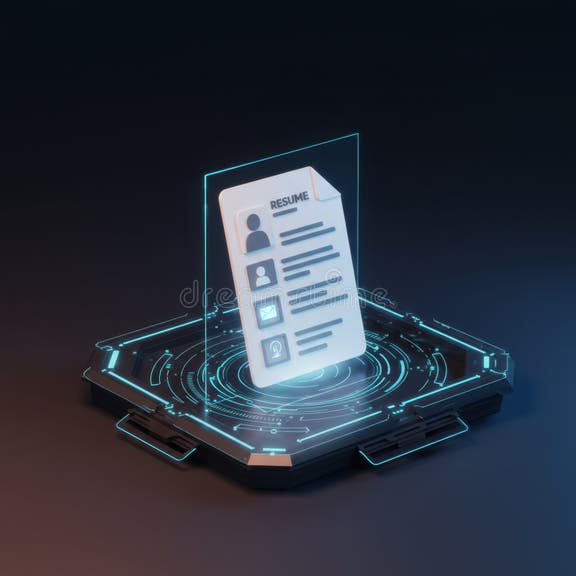 Futuristic Hologram Resume on a Digital Platform Stock Illustration ...