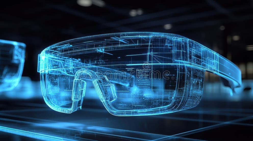 Futuristic Hologram Smart Glasses Displaying Data and Information Stock ...