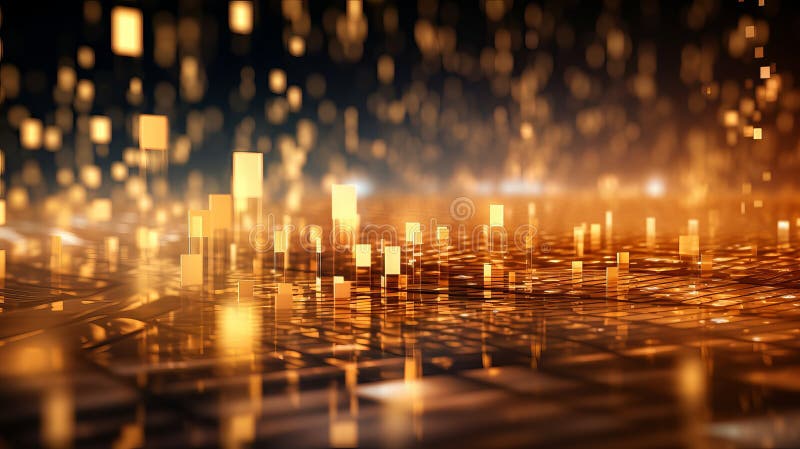 Futuristic Hologram Technology with Blue and Golden Light Digits and ...