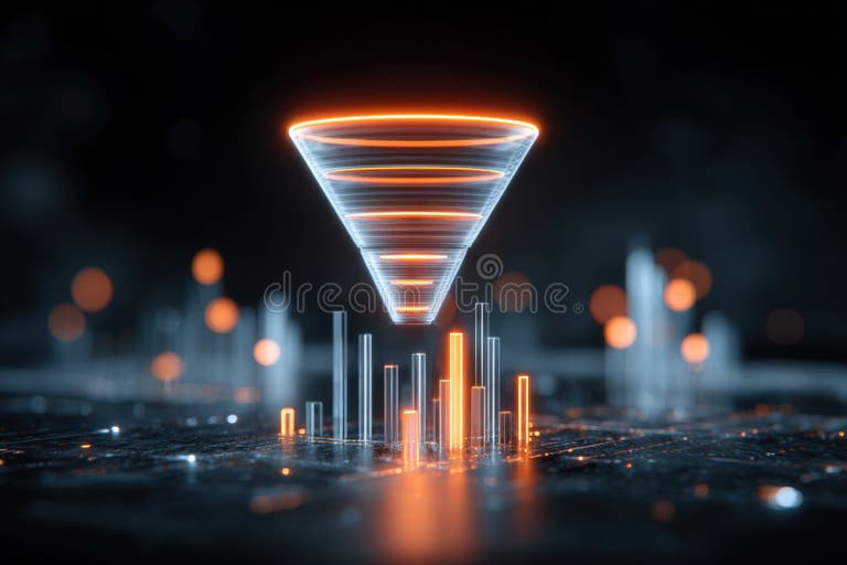 Generative AI Futuristic Technology Concept with Holographic Funnel ...
