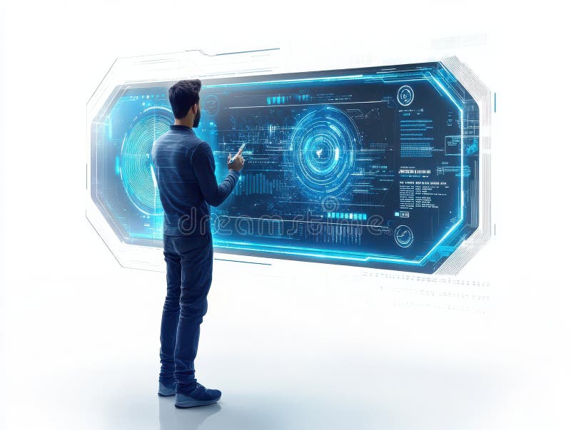 A Futuristic, Holographic AI Interface on a Transparent Screen Isolated ...