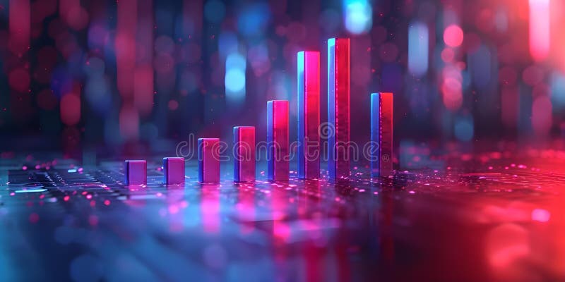 Futuristic Holographic Bar Graph Showing Financial Progress Dynamic ...