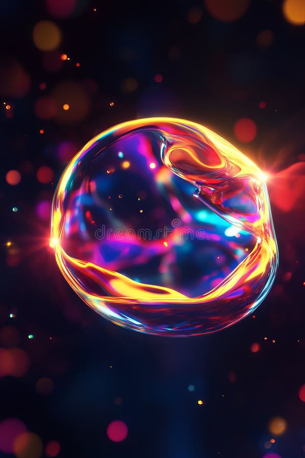 Futuristic Holographic Blob Shape with Liquid Texture Floating in a ...