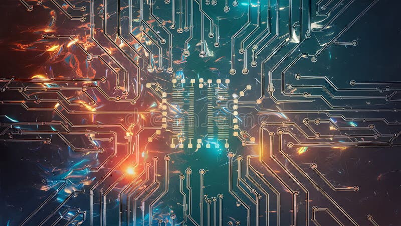 Futuristic Holographic Circuitry for Advanced Tech Concepts Stock Image ...