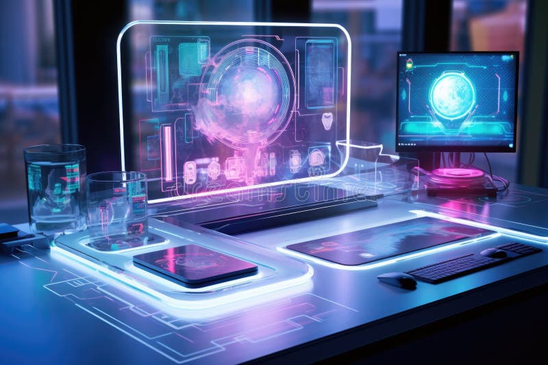 Futuristic Holographic Computer Interface Stock Photo - Image of ...