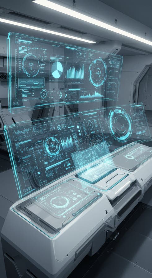 Futuristic Holographic Control Panel Interface Stock Illustration ...