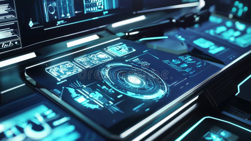 Futuristic Holographic Control Panel Interface Design Stock ...