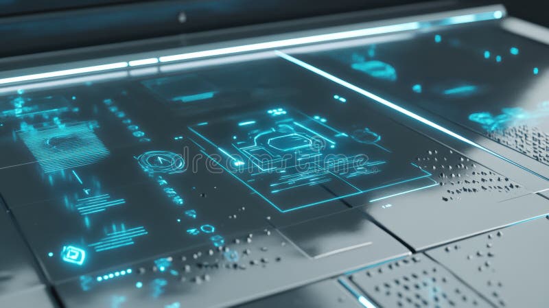 Futuristic Holographic Control Panel Interface Design Stock ...