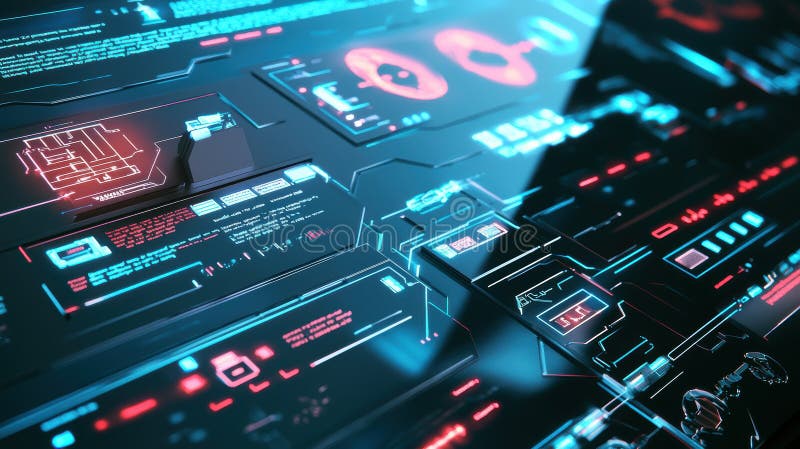 Futuristic Holographic Control Panel Interface Design Stock ...