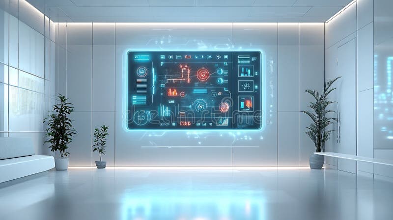 Futuristic Holographic Control Panel in Tech Infused Coworking ...