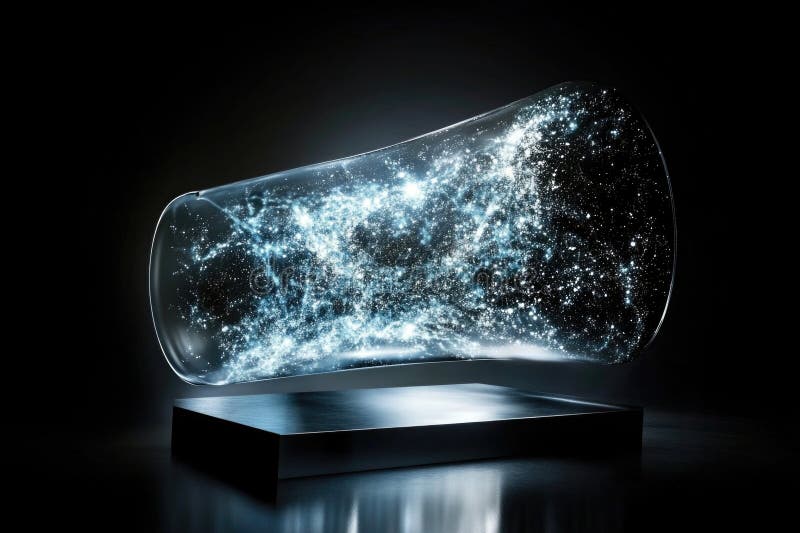 Futuristic Holographic Cosmic Display of Expanding Galaxy in Glass Case ...