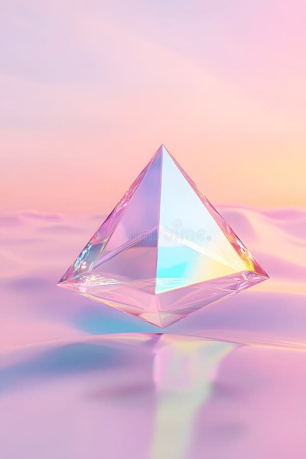 Futuristic Holographic 3D Pyramid with a Soft Color Gradient Background ...