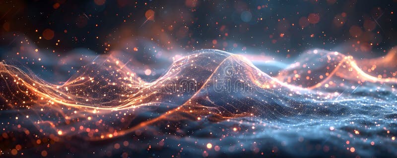 Futuristic Holographic 3D Sound Waves in a Dark Void with Glowing ...