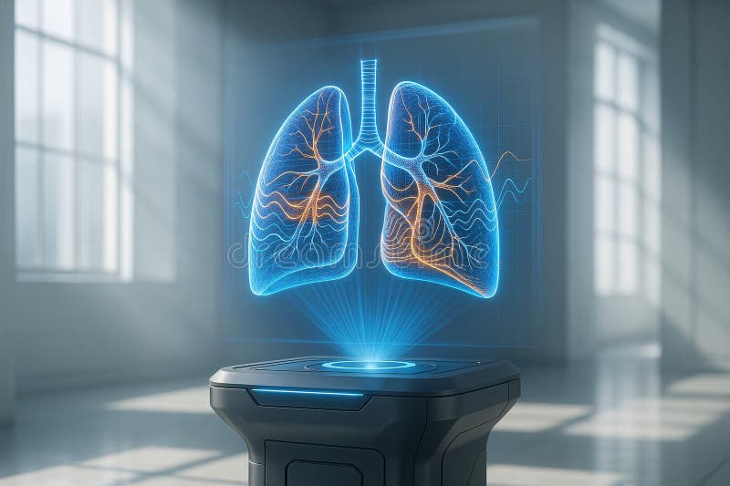 Futuristic Holographic Display of Human Lungs Showing Medical ...