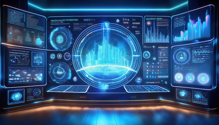 Futuristic Holographic Display Showcasing Data Science Dashboard with ...