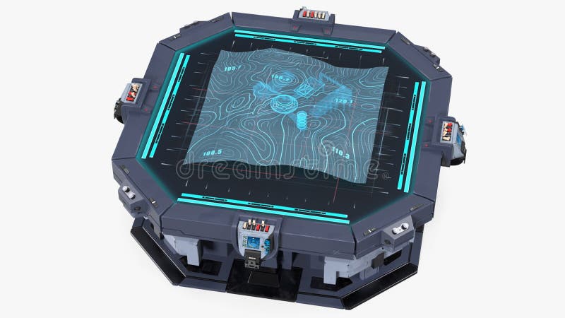 Futuristic Holographic Display Table for Tactical Maps Stock Image ...