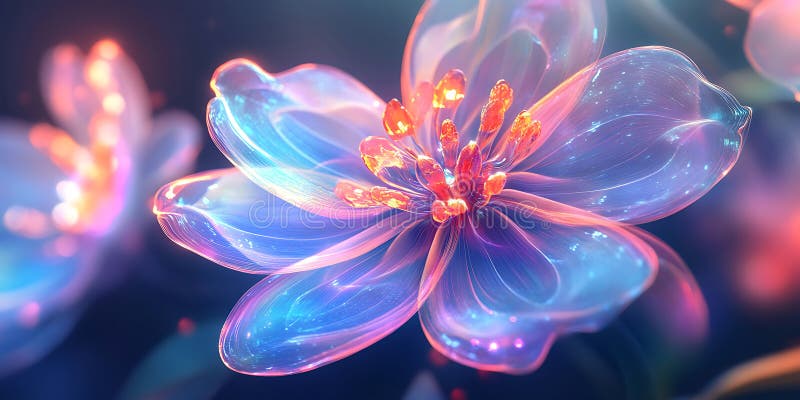 Futuristic Holographic Flower Background with Iridescent Glow Stock ...