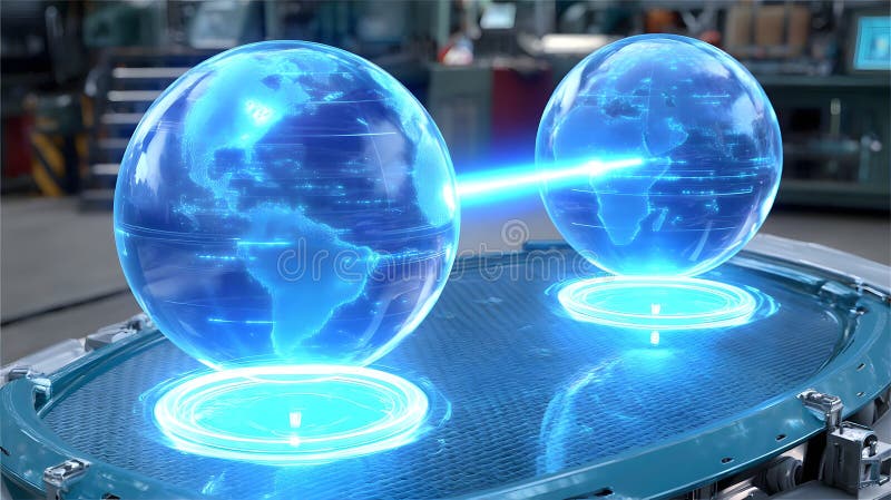 Futuristic Holographic Globes Interconnected by Beams of Light, Generative AI Stock Illustration ...