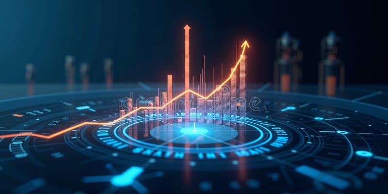 Futuristic Holographic Growth Chart Stock Illustration - Illustration ...