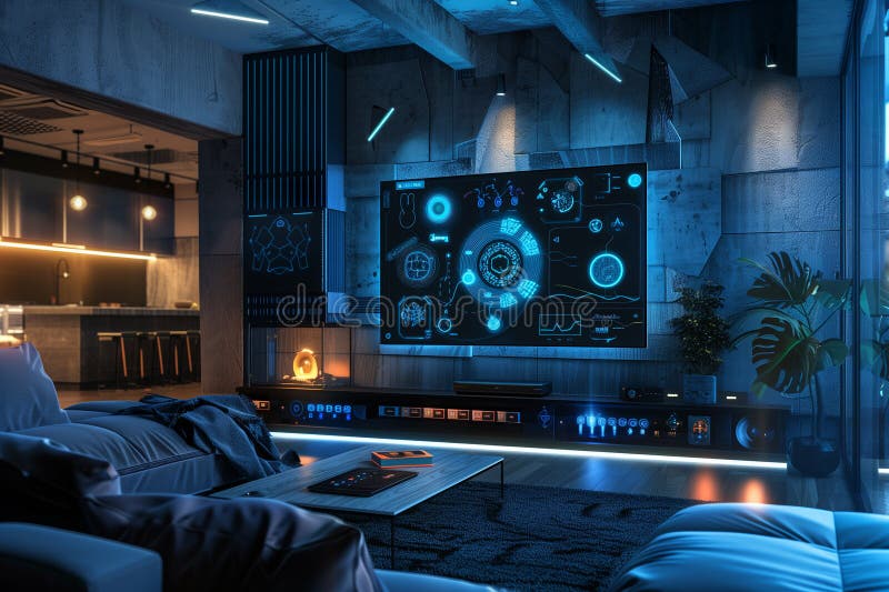 Futuristic Holographic Home Entertainment System with Speakers and ...